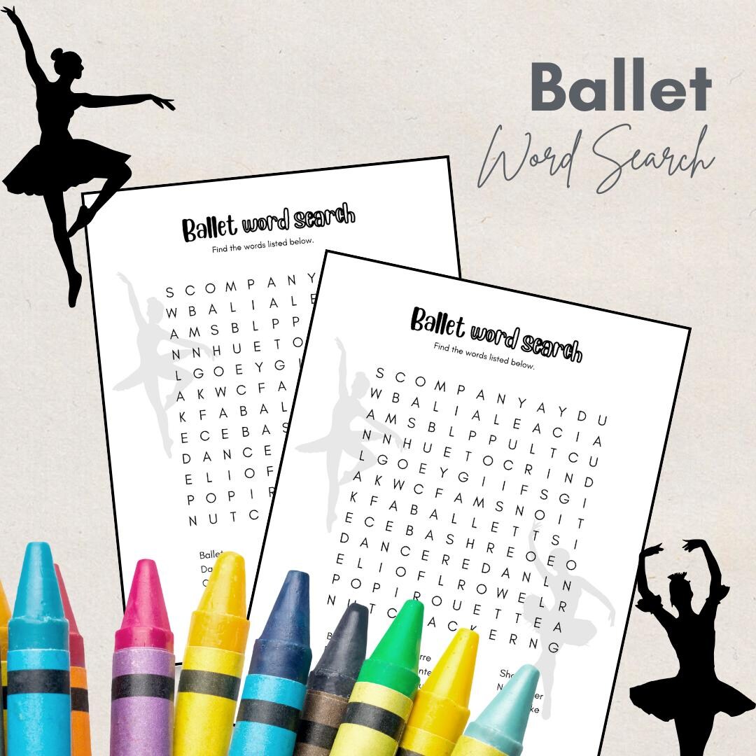 Ballet Word Search Printable Party Decor for Girls Birthday - Etsy