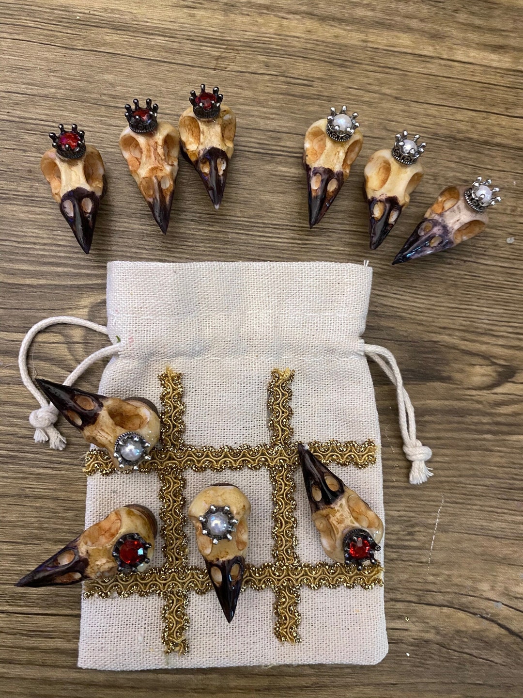 Ornate Bird Skull Royal Tic Tac Bones Game Made From - Etsy