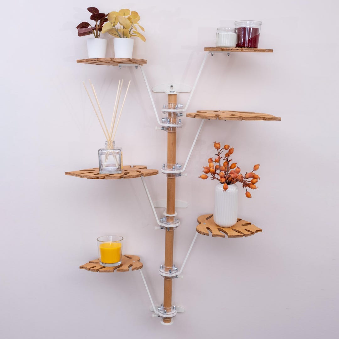 Wooden Pole Custom Color Wall Shelf, Adjustable Wall Shelf, Corner ...
