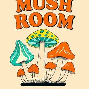 Printable Mush Room Retro Poster - Etsy