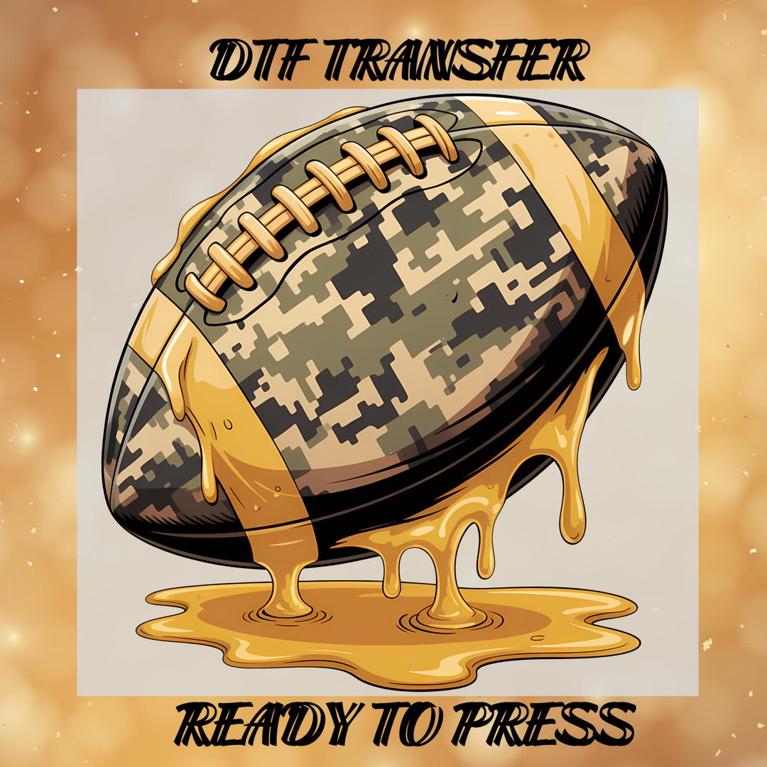 Camo Dripping Football DTF Transfer, Football Season Ready to Press ...