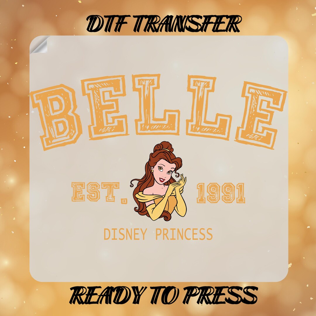 Disney Princess Belle Portrait Graphic Vintage DTF Transfer, Princess ...
