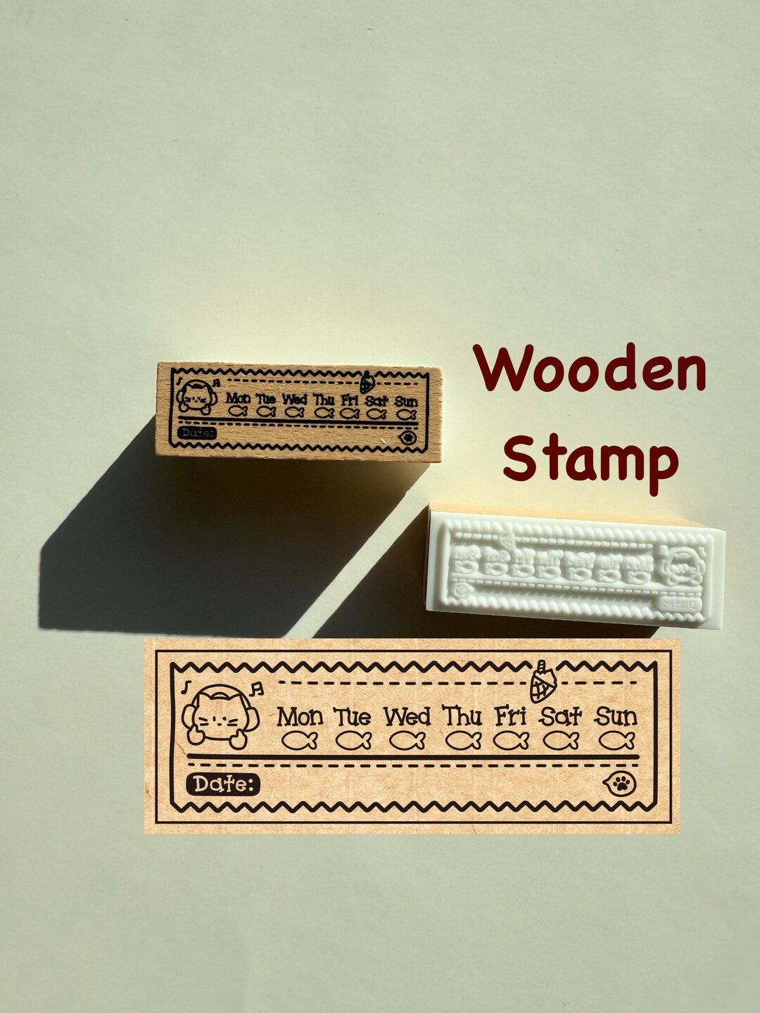 Weekly Tracker Stamp | Wooden Rubber Stamp for Scrapbook Journal ...