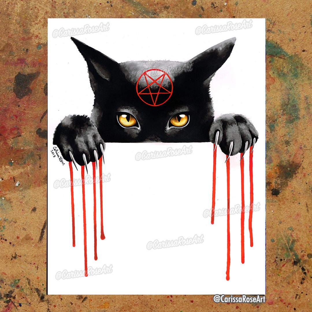 Art Print Hellcat Lowbrow Horror Decor Art Print Red and Black ...