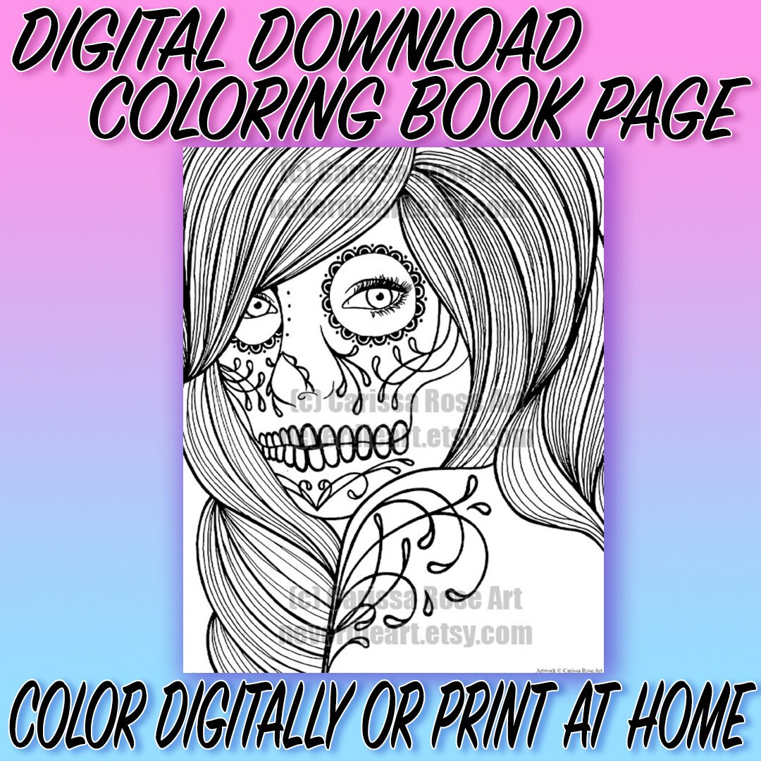 Digital Download Print Your Own Coloring Book Outline Page - Day of the ...
