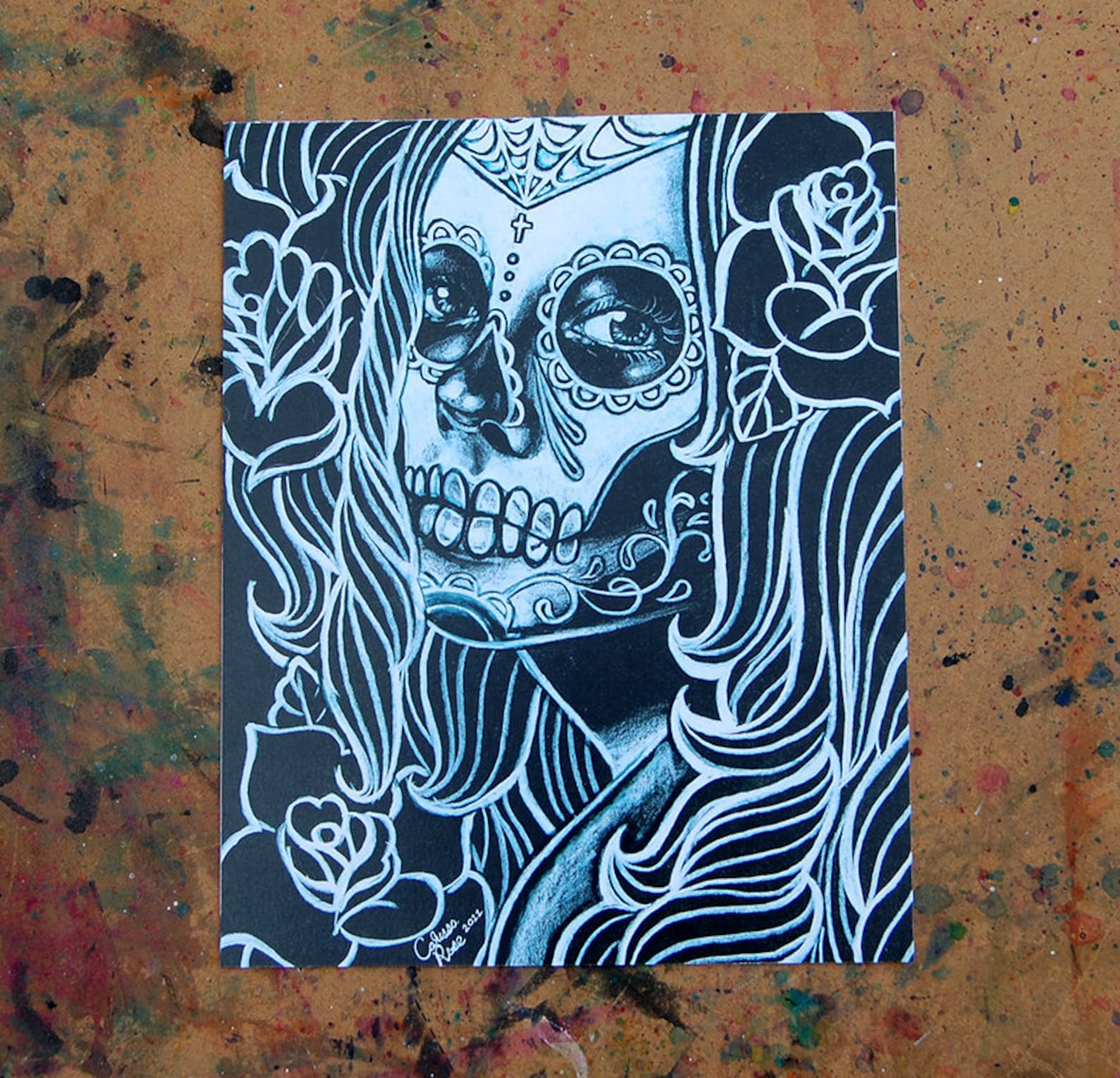 Set of THREE Signed Art Prints Black and White Day of the - Etsy