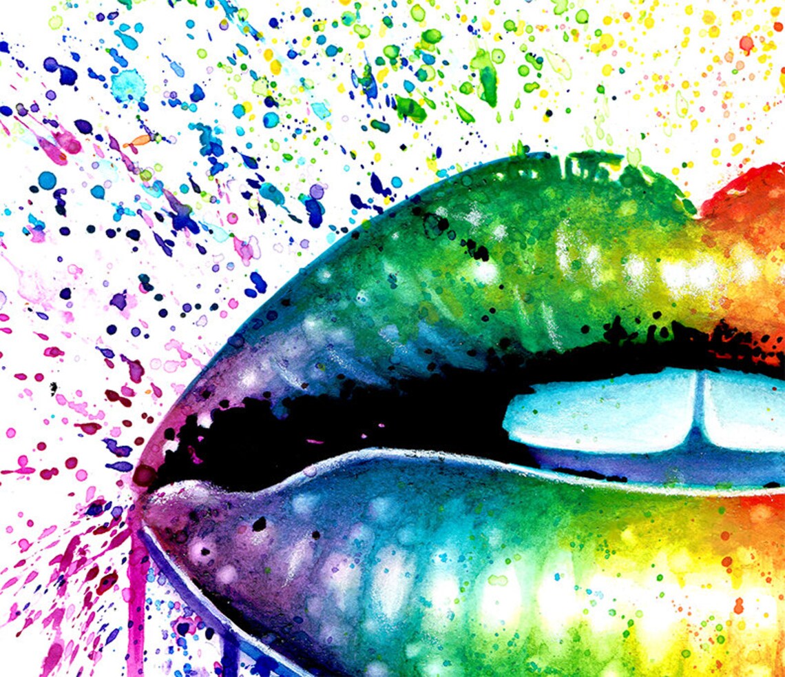 Signed Art Print Rainbow Lips Pop Art Colorful Pretty Candy Etsy