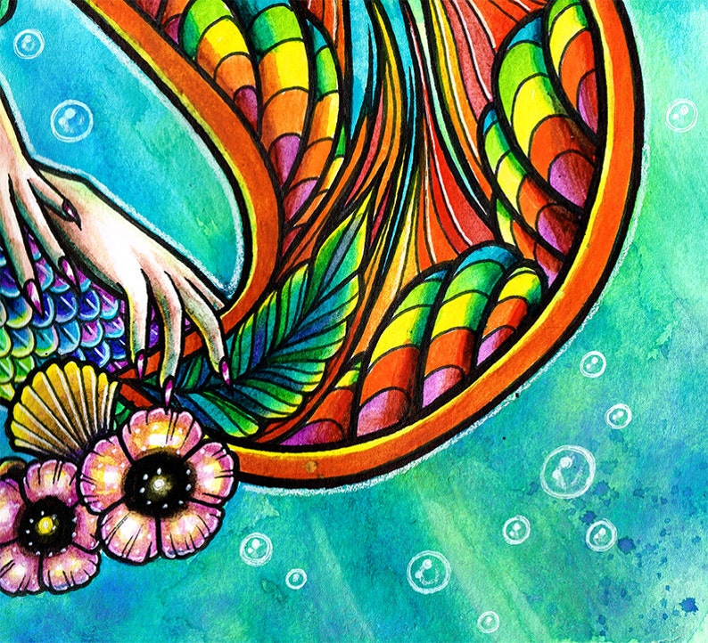 Art Print Mermaid Poster Colorful Tropical Mermaid Under - Etsy