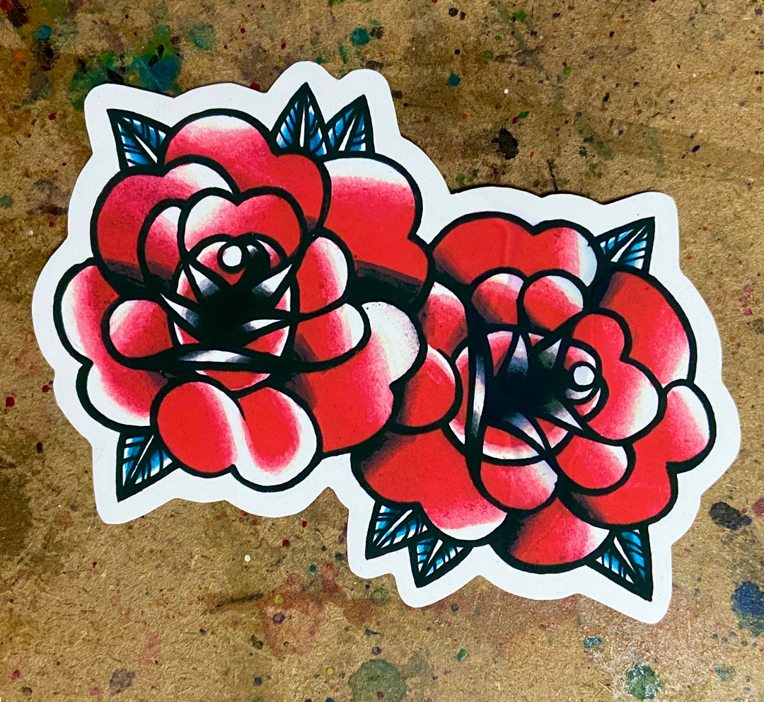 Full Color Sticker or Magnet | Red and Black Old School Tattoo Flash ...