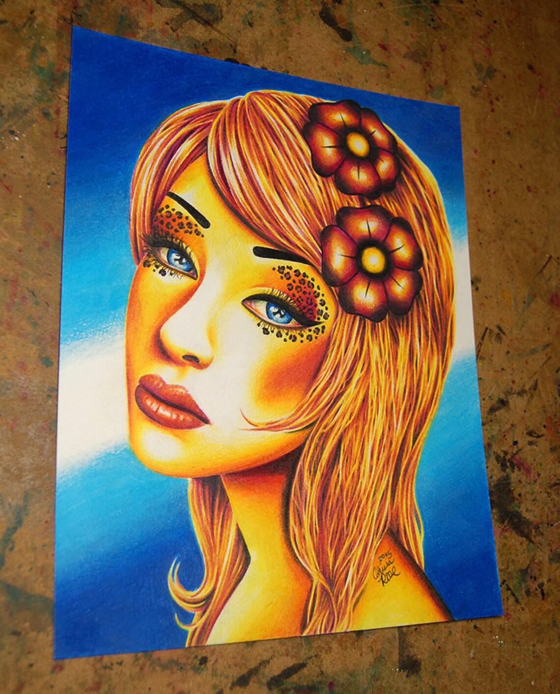 ORIGINAL DRAWING Pretty Pop Art Pink and Yellow Girl - Etsy