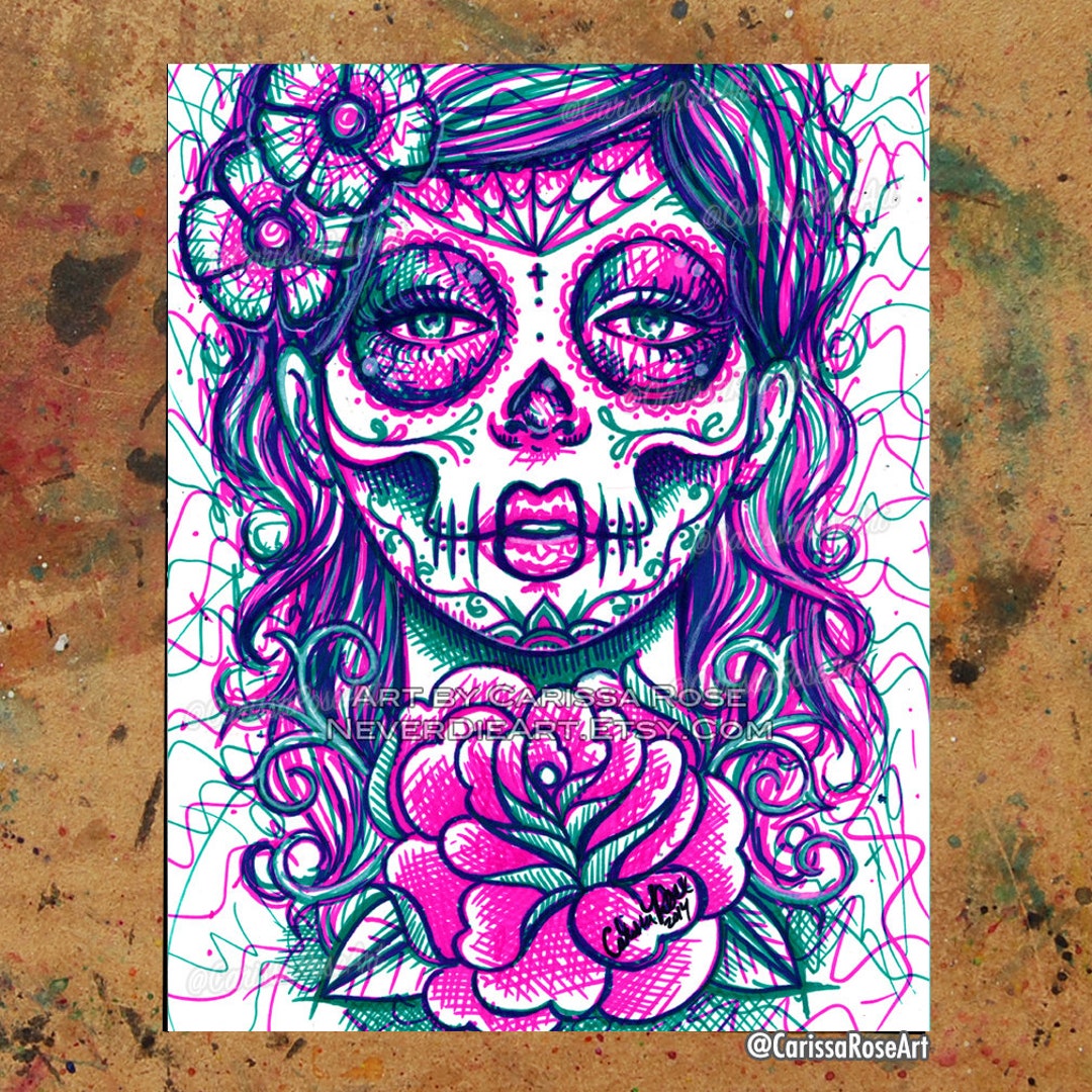 Art Print Revive II Poster Day of the Dead Sugar Skull Girl Pop Art ...