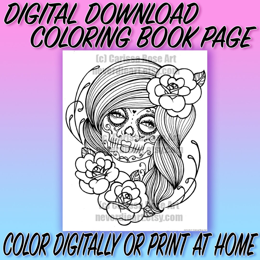 Digital Download Print Your Own Coloring Book Outline Page Day of the ...