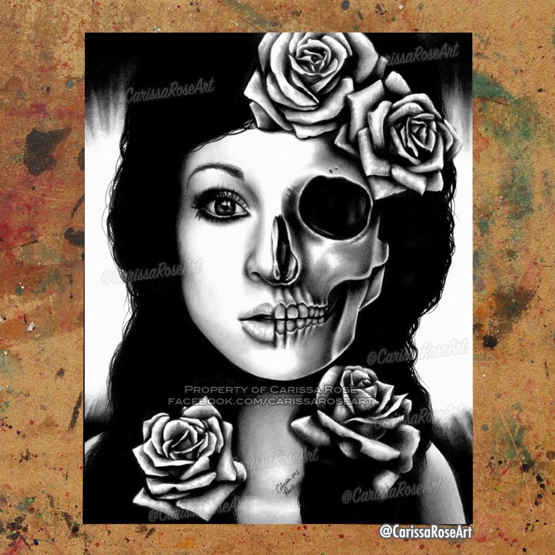 Half Skeleton Half Girl Drawing