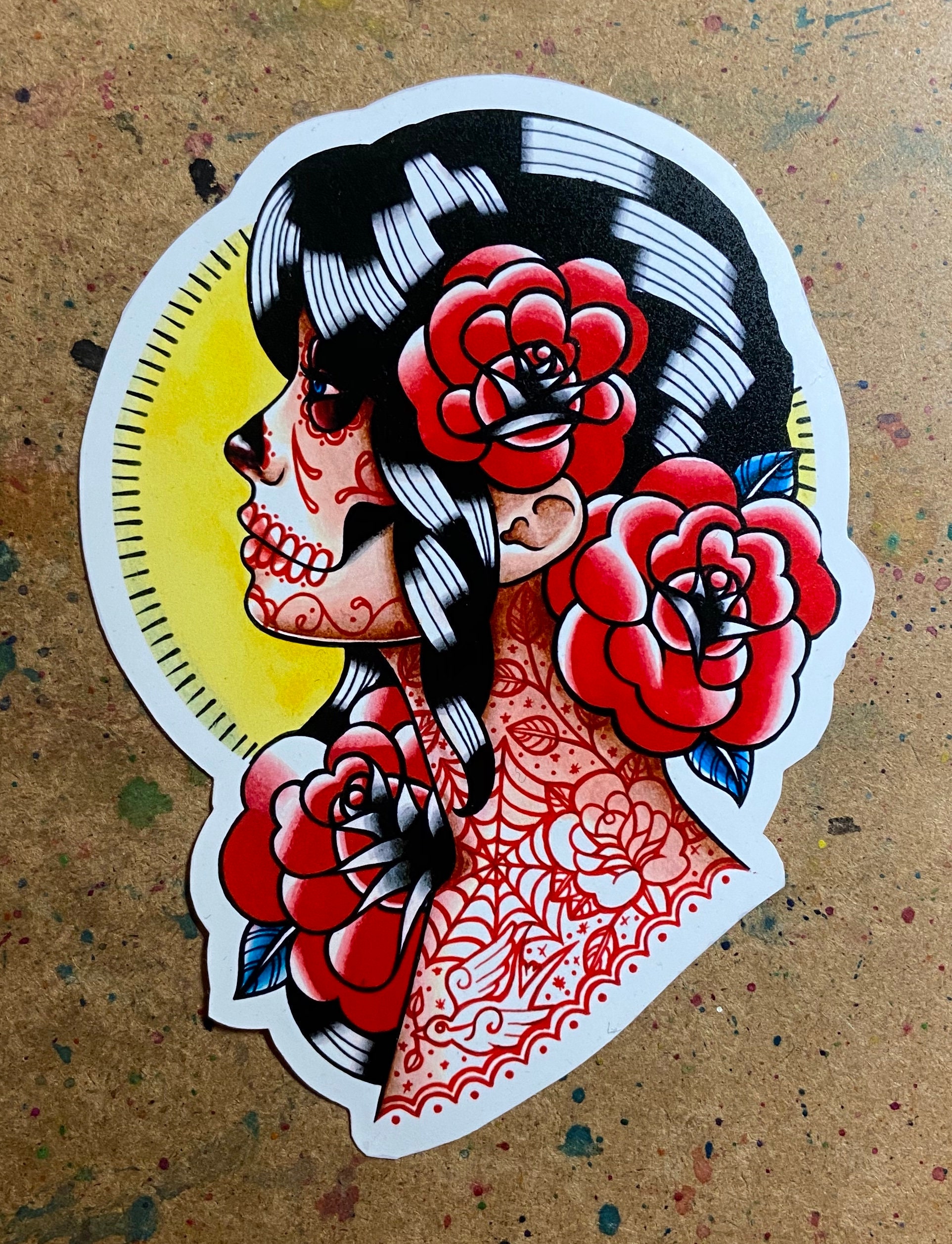 Day Of The Dead Skull Girl Tattoo