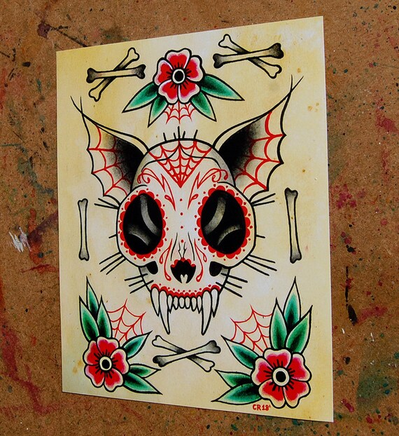 Traditional Tattoo Flash Sugar Skulls