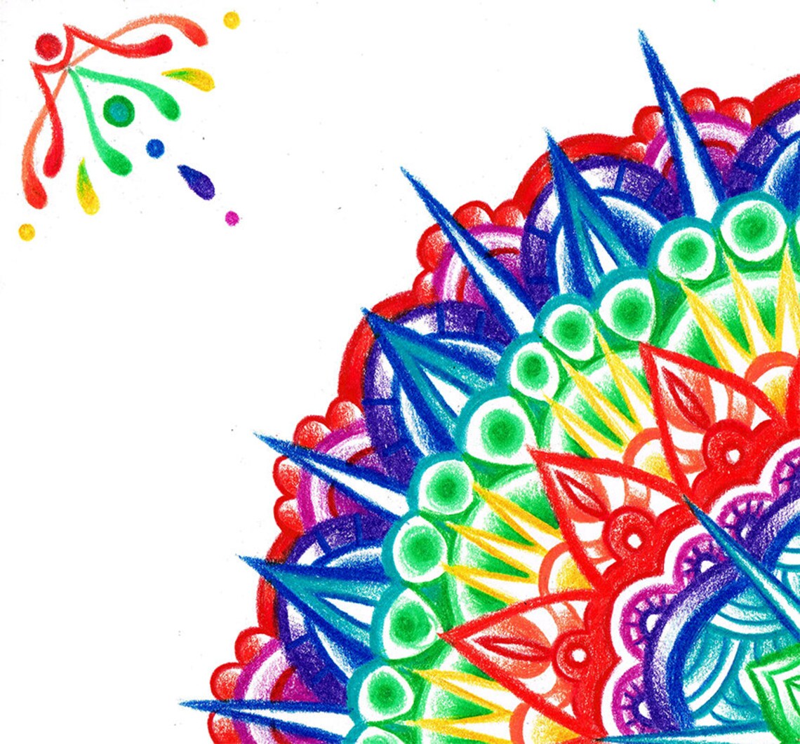 ORIGINAL Colored Pencil Drawing Mandala 11x14 Inches | Etsy