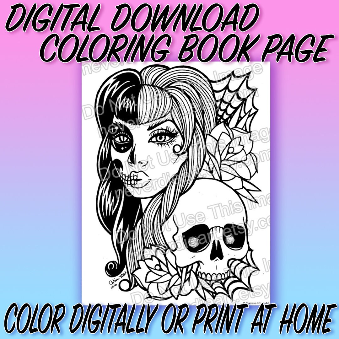 Digital Download Print Your Own Coloring Book Outline Page - Pretty ...