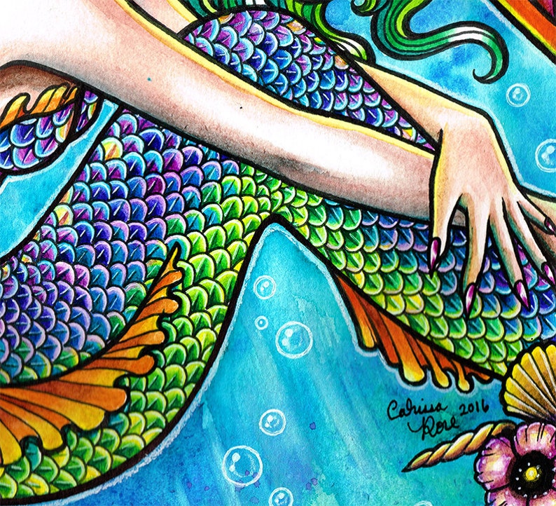 Art Print Mermaid Poster Colorful Tropical Mermaid Under - Etsy