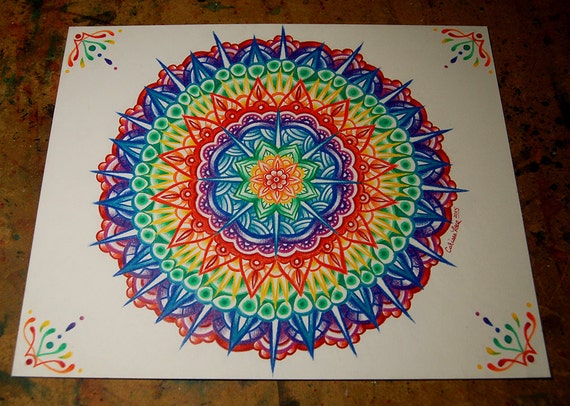 ORIGINAL Colored Pencil Drawing Mandala 11x14 Inches | Etsy