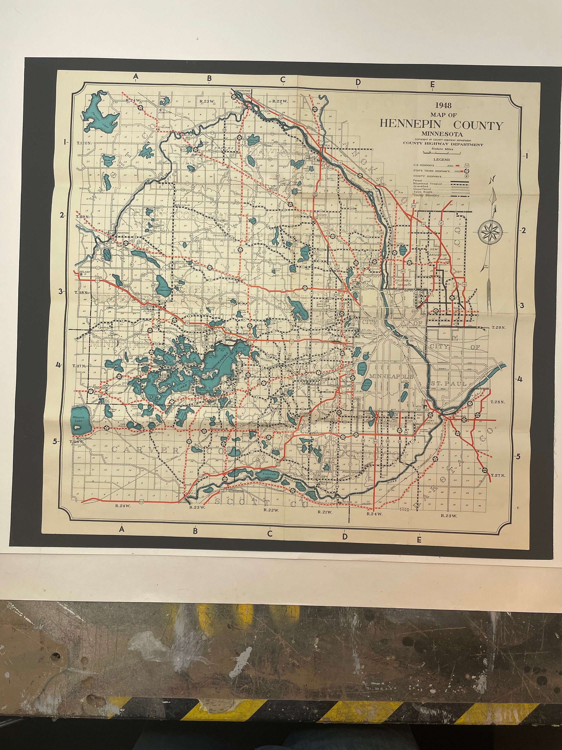 Hennepin County Map 1948 - Etsy