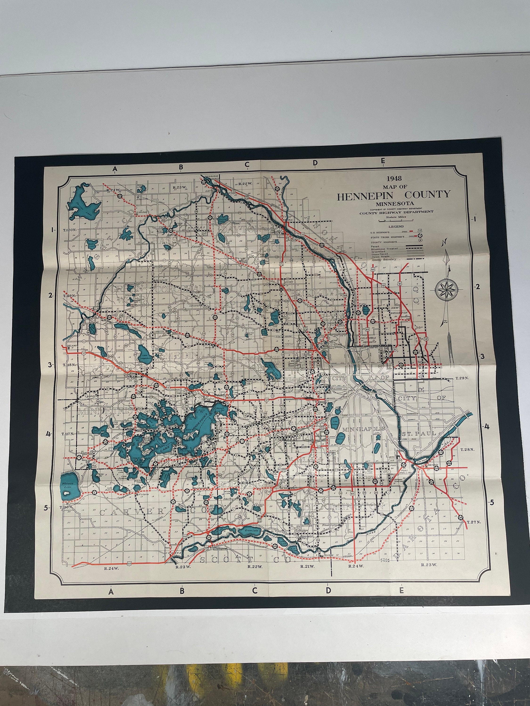 Hennepin County Map 1948 - Etsy