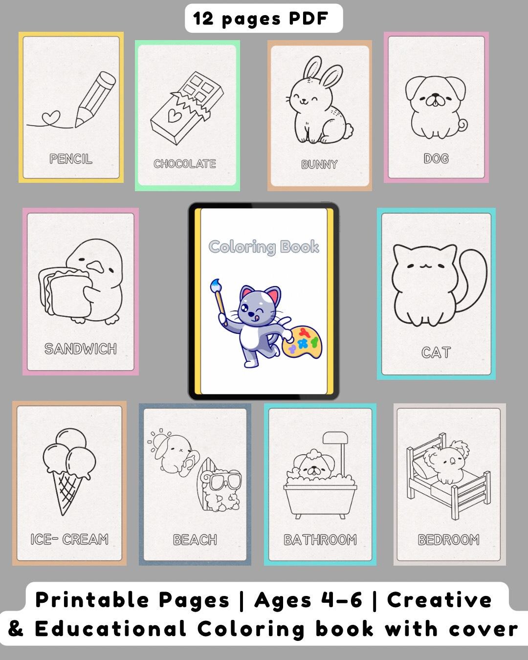 Kawaii Style Printable & Digital Coloring Book for Kids Ages 4-6 – 12 ...