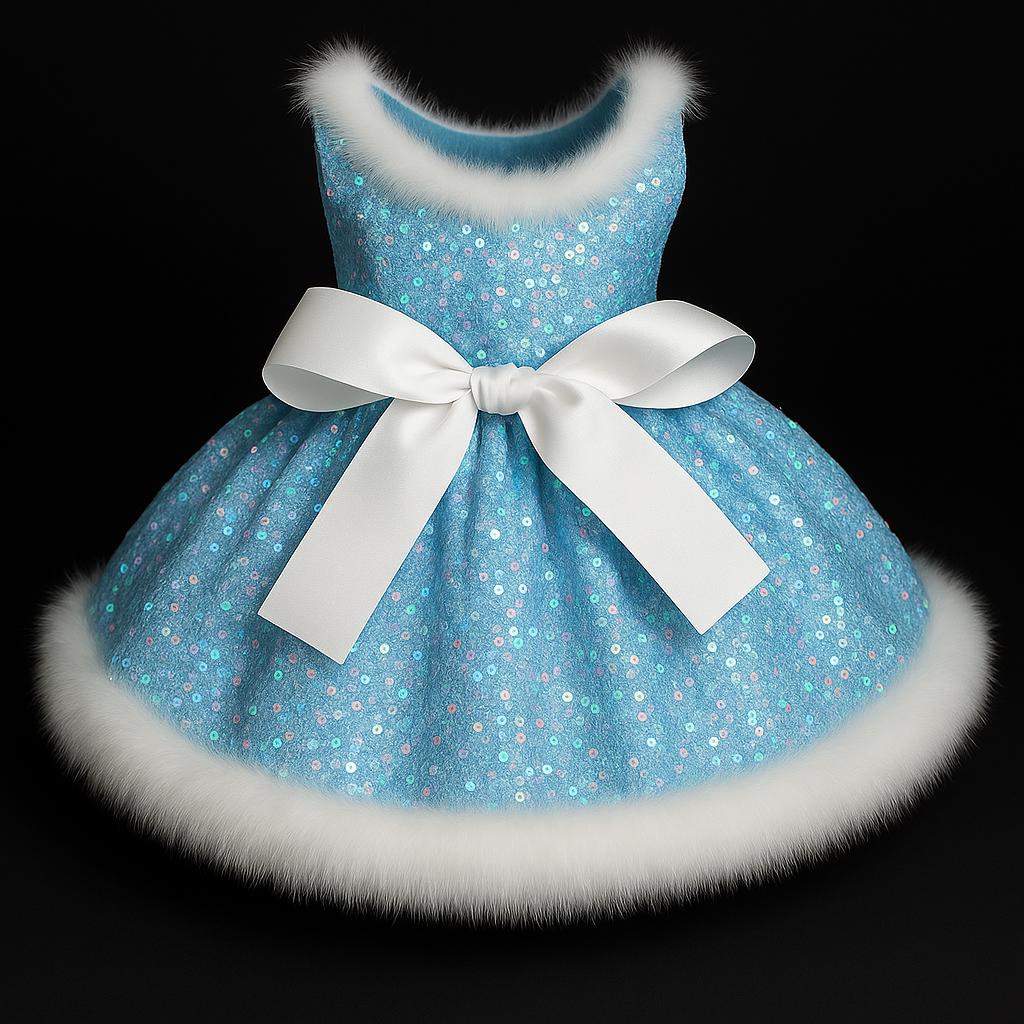 Easter Blue Sequin Dog Dress With Fur Trim & White Bow - Etsy