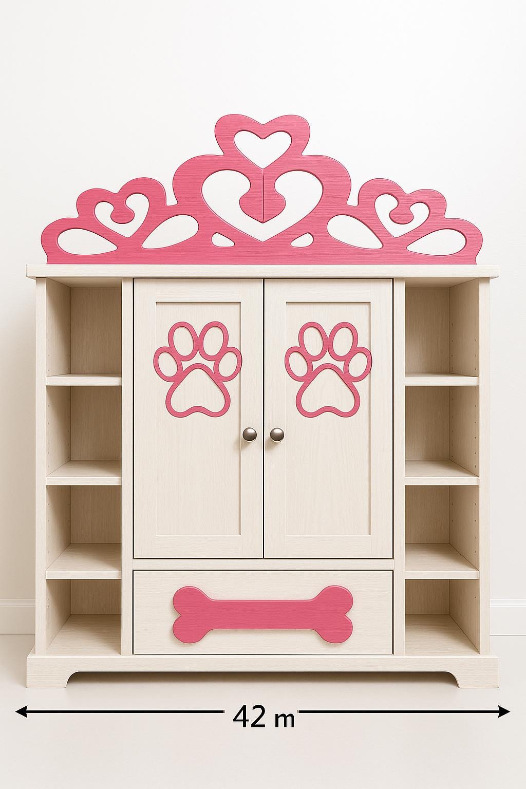 Handmade Dog Wardrobe Closet: Paw Print Doors, Crown Trim, Rhinestones ...