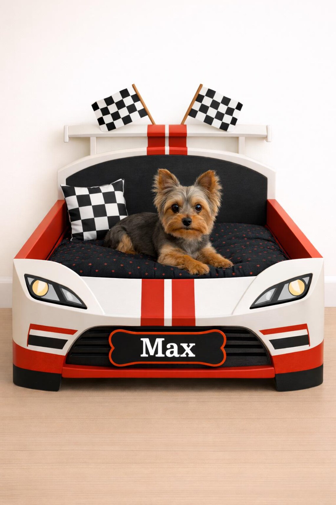 Race Car Dog Bed | Personalized Wooden Car Shaped for Dogs - Etsy