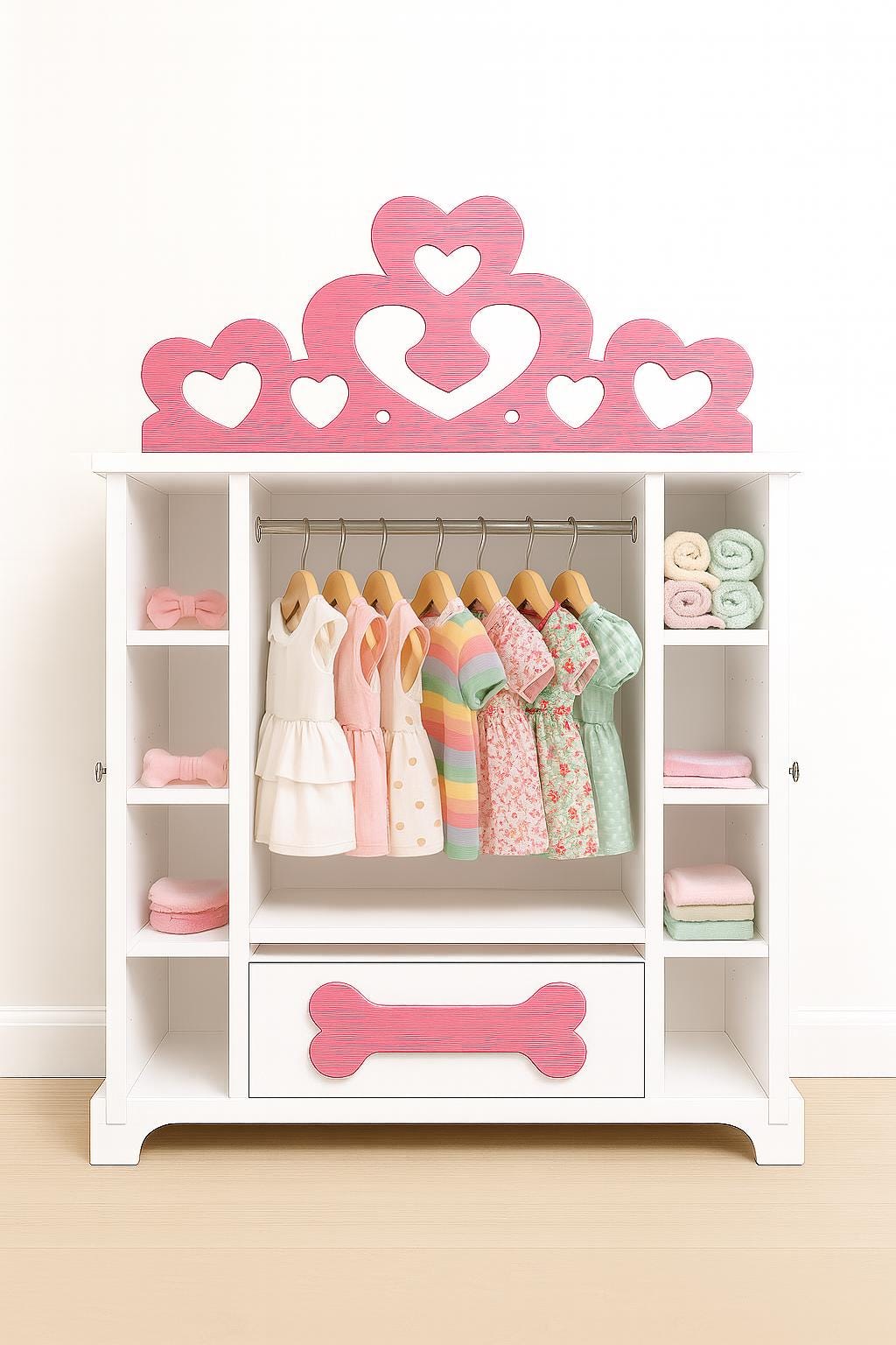 Handmade Dog Wardrobe Closet: Paw Print Doors, Crown Trim, Rhinestones ...