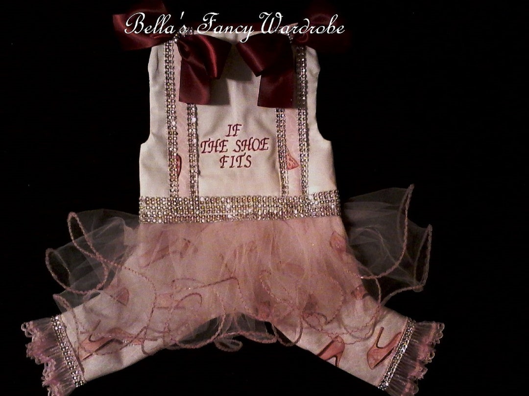 Embroidered Dog Romper: Pink & White Stiletto Print, Custom Fit - Etsy