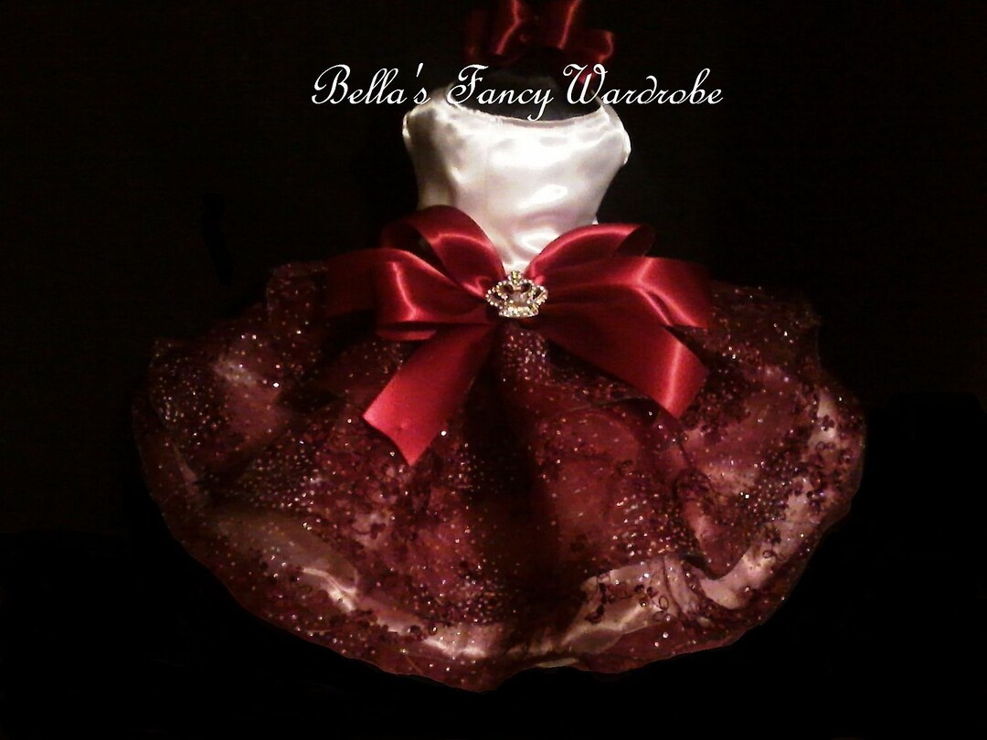 Burgundy and White Dog Dress, Wine Dog Dress, Dog Dress, Dog Clothes ...