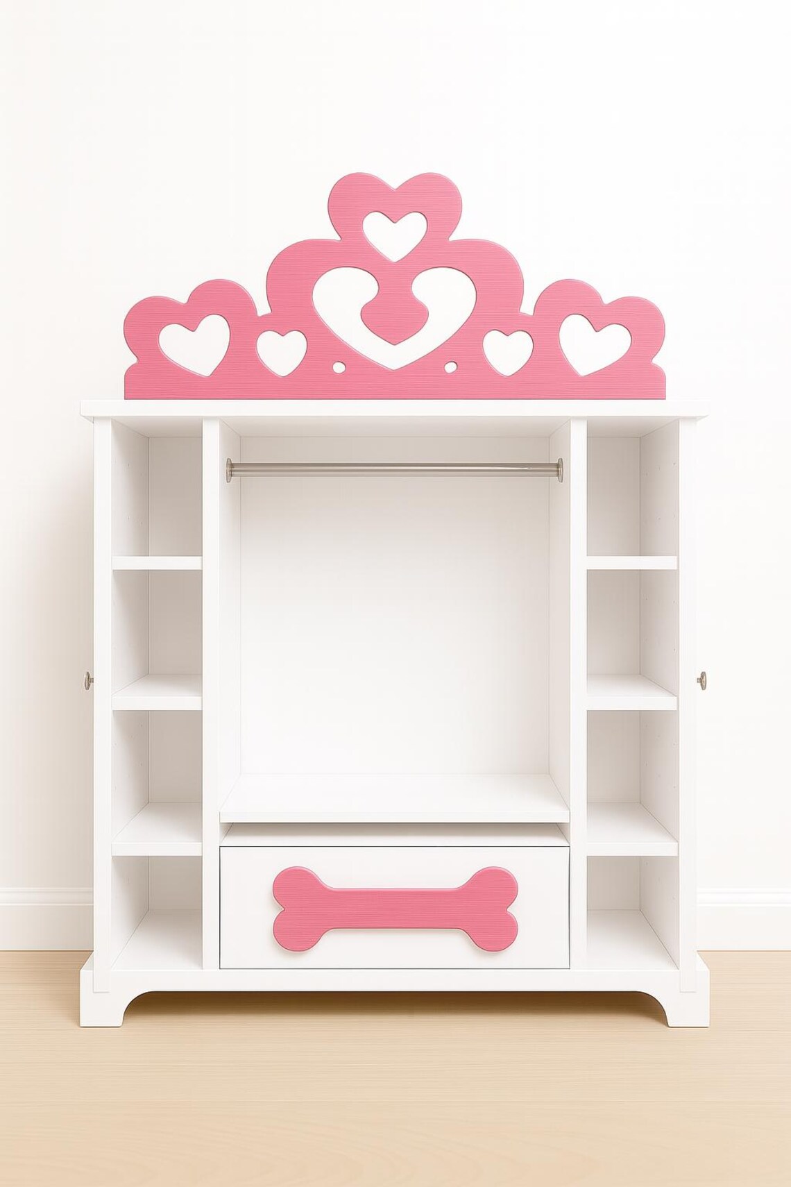 Handmade Dog Wardrobe Closet: Paw Print Doors, Crown Trim, Rhinestones ...