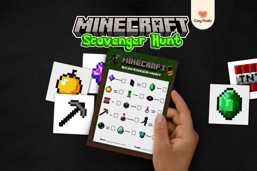 Minecraft Scavenger Hunt Activity Pack, Printable Party Game for Kids ...