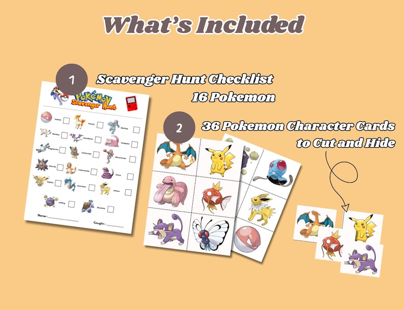 Pokemon Scavenger Hunt Activity Pack, Printable Party Game for Kids ...