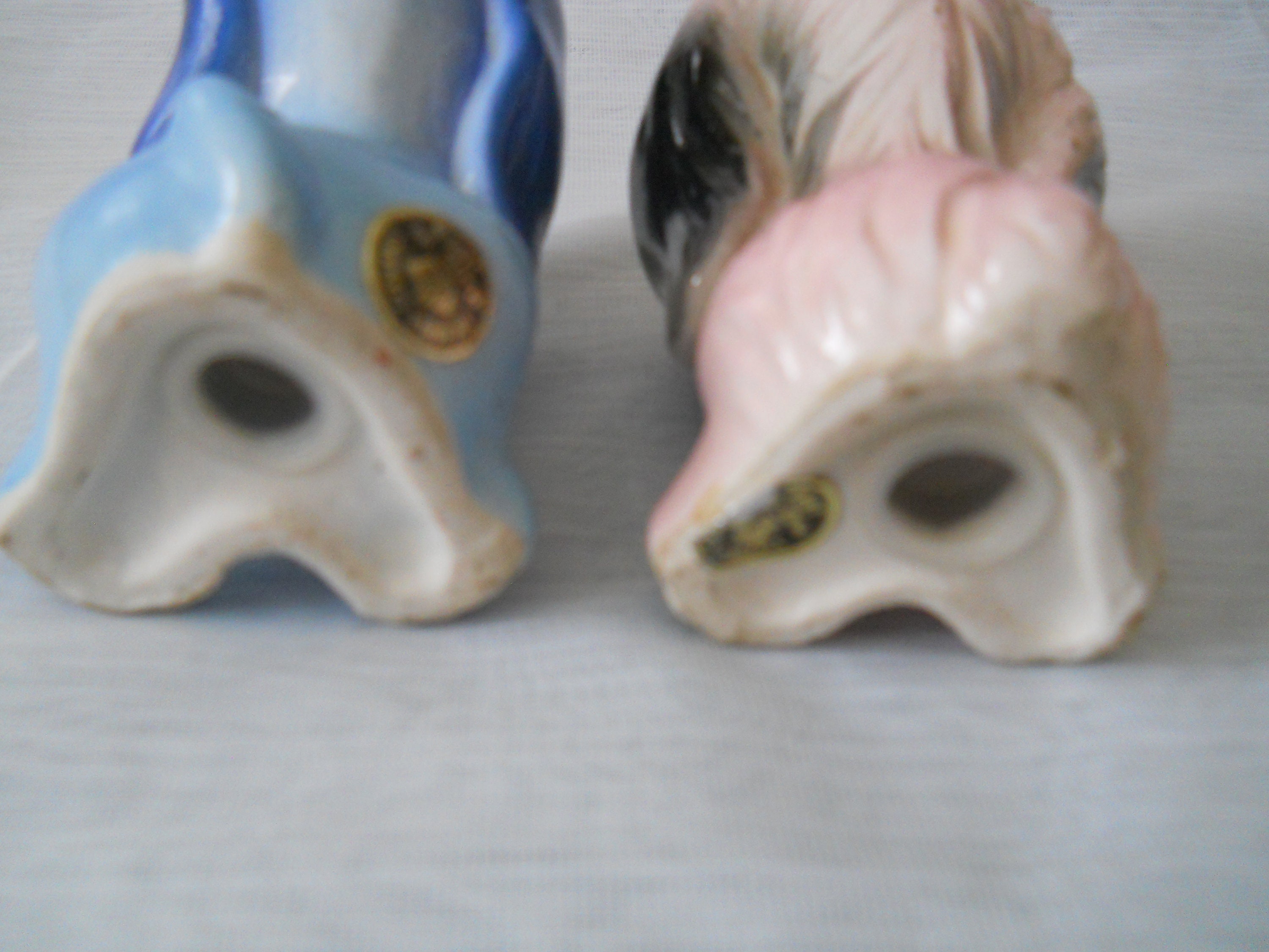 Pink and Blue Puppies - vintage, collectible, dogs, animals