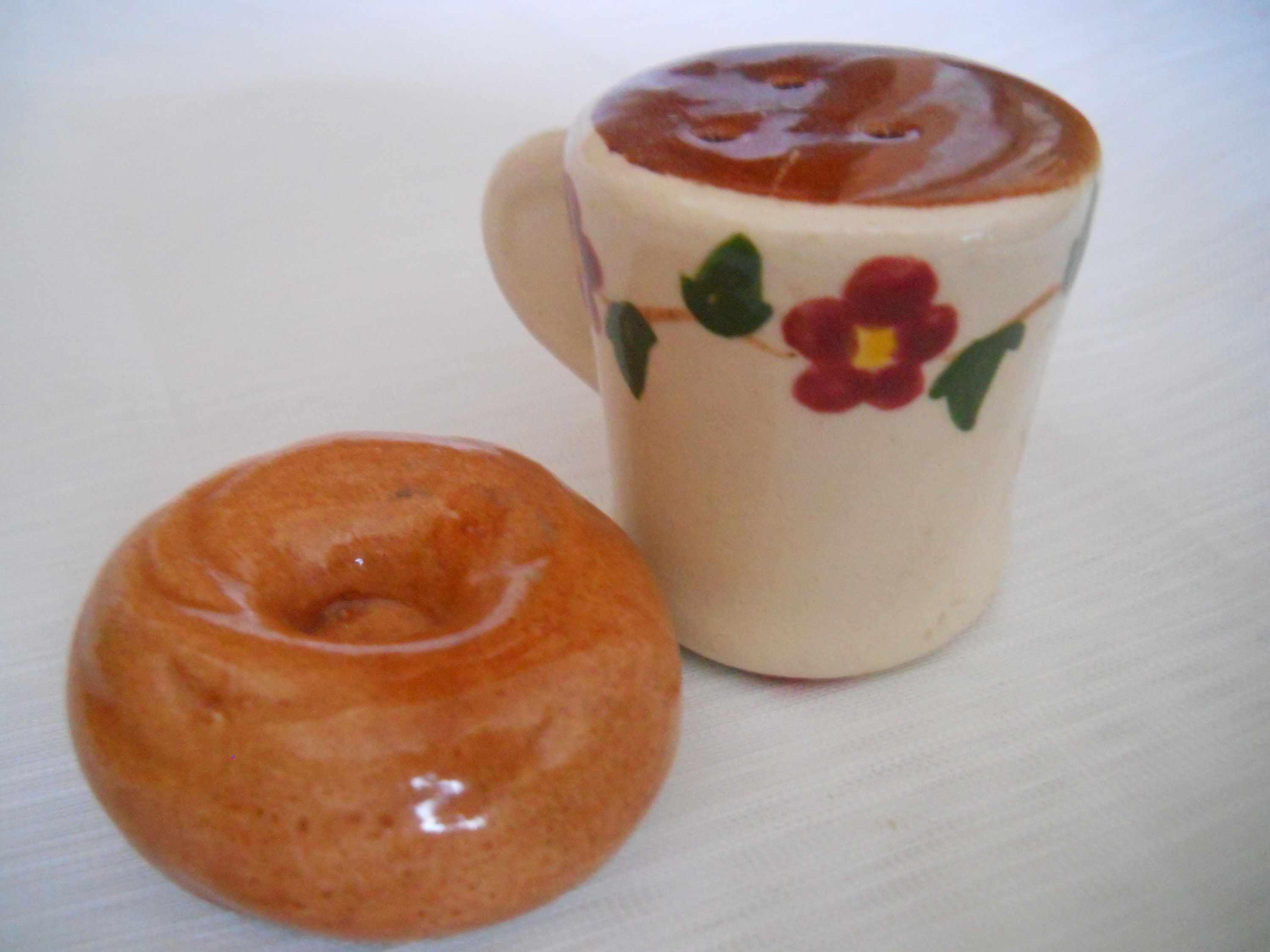 Cup of Coffee and Donut Salt and Pepper Shakers - vintage, collectible ...