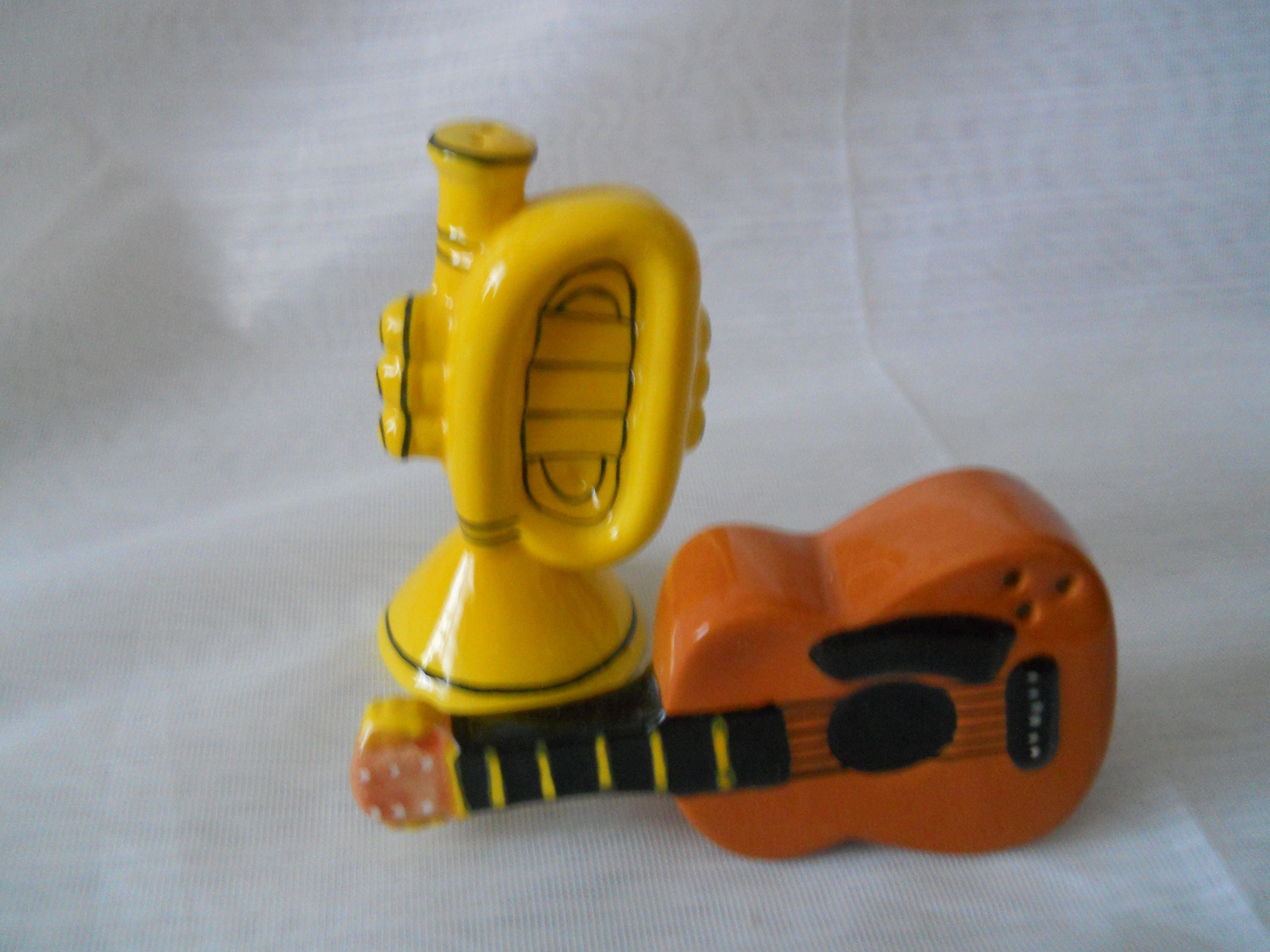 Guitar and Trumpet Salt and Pepper Shakers - vintage, collectible ...