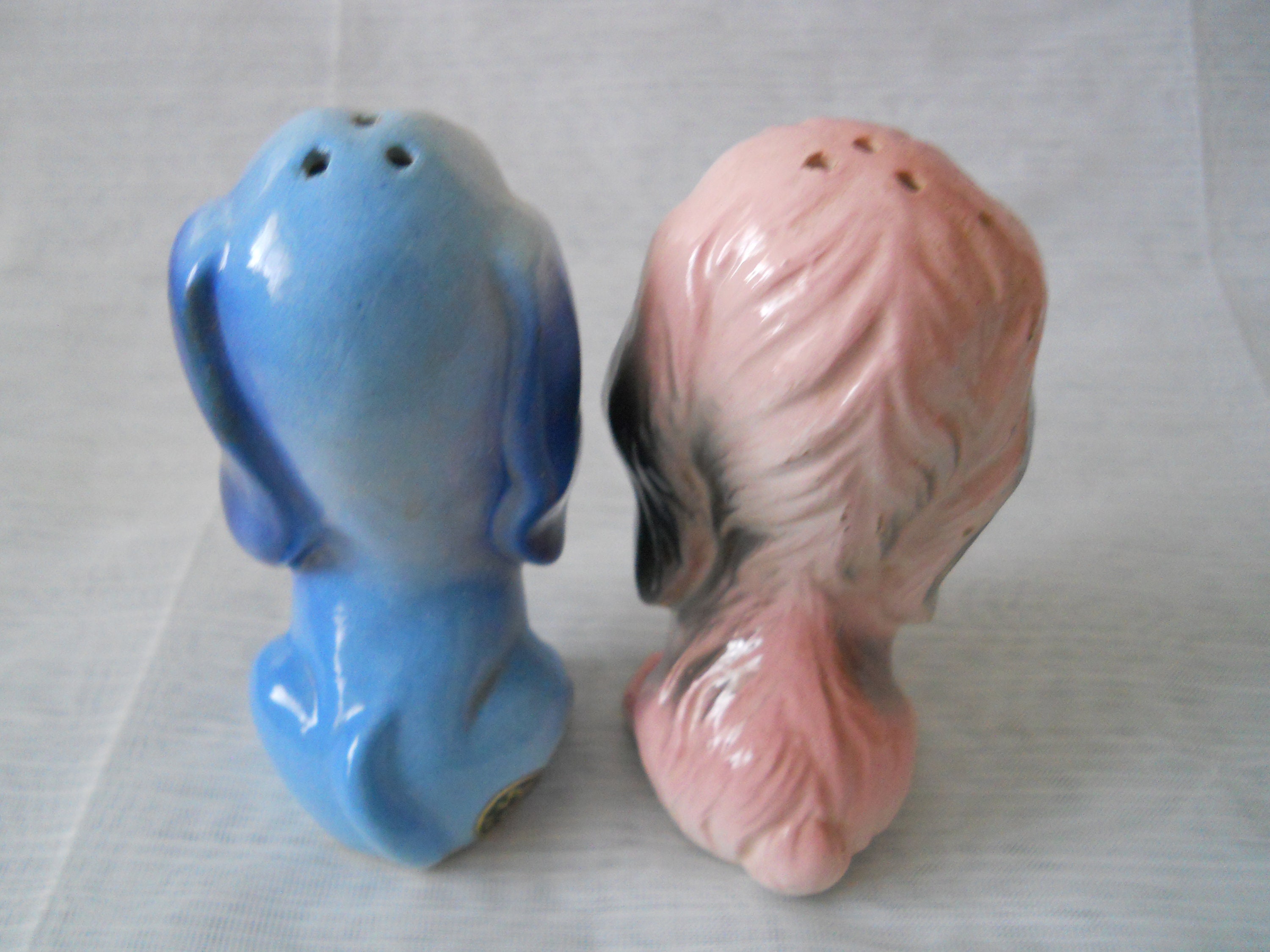 Pink and Blue Puppies - vintage, collectible, dogs, animals