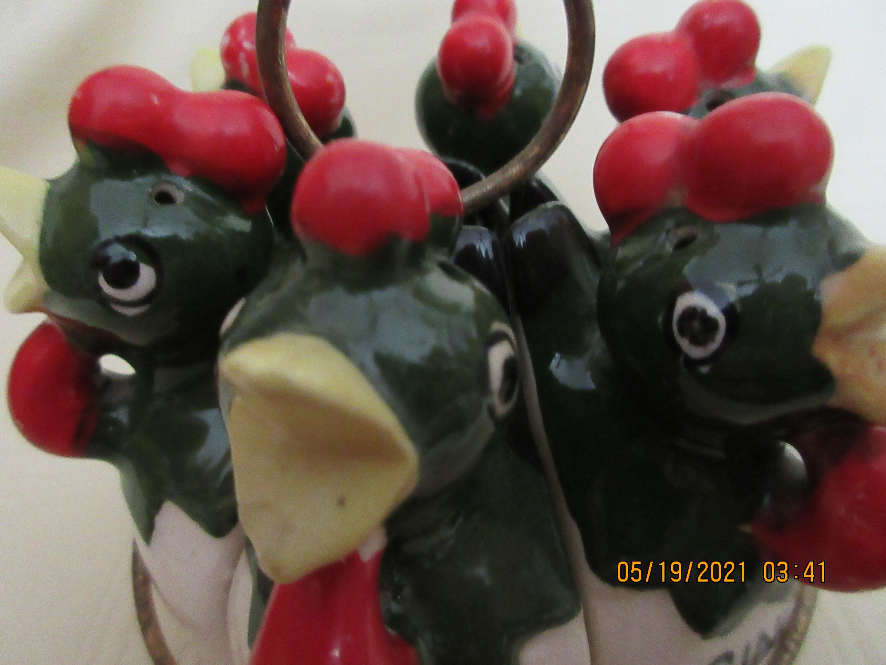 Chirping Hens Carousel Spice Shakers - vintage, collectible, RARE, Japan