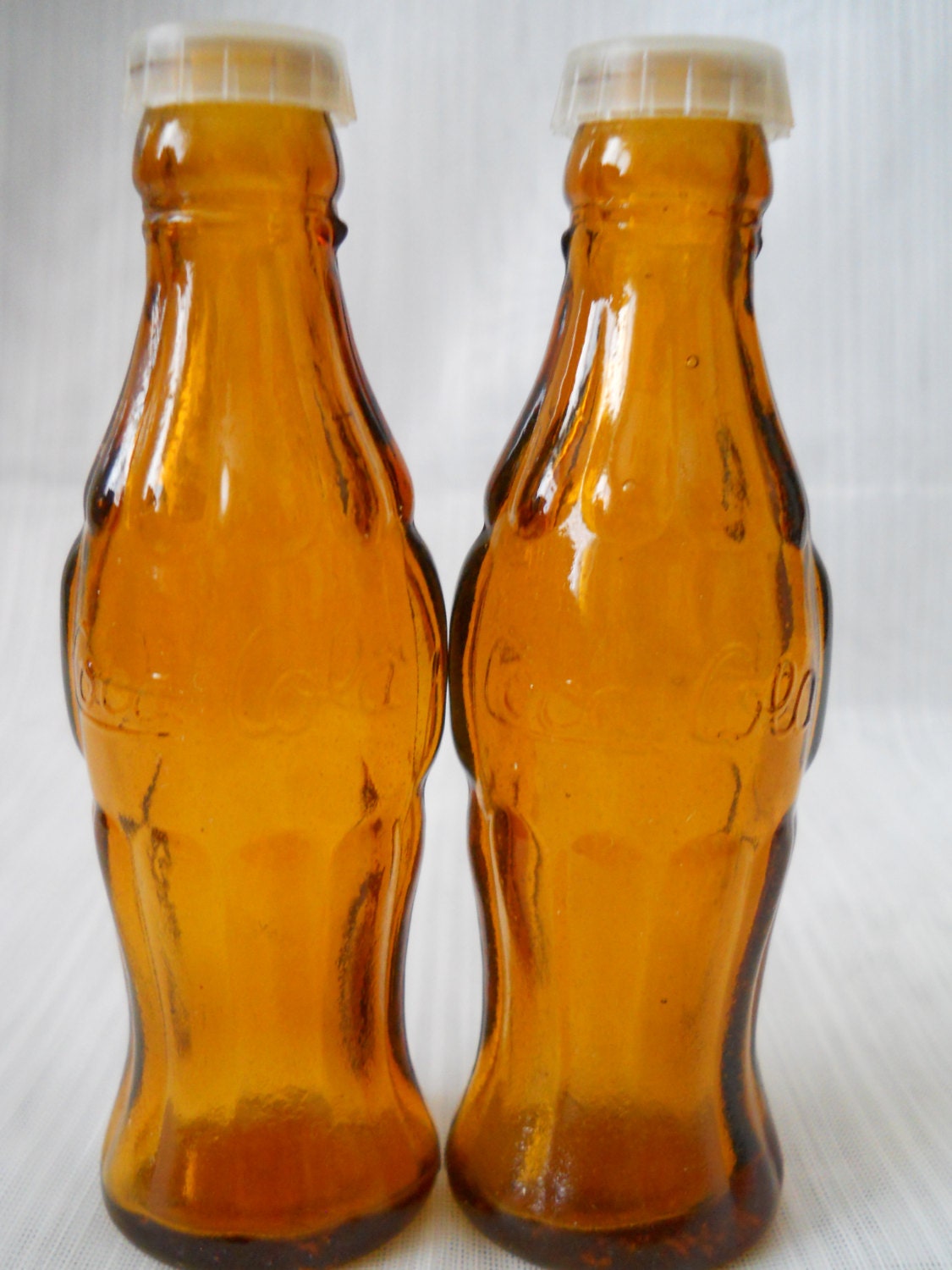 Amber Coca Cola Bottles Salt and Pepper Shakers - vintage, collectible ...