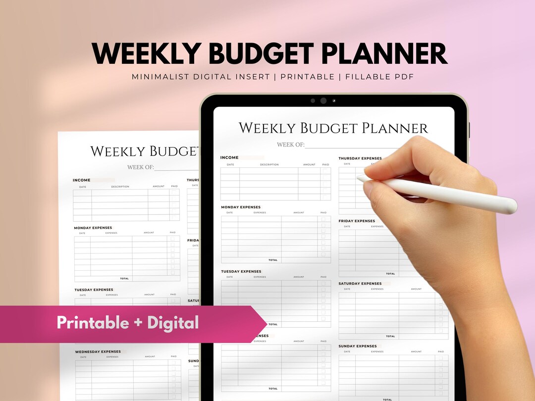 Printable Weekly Budget Sheet Spending Tracker PDF Budget Finance ...