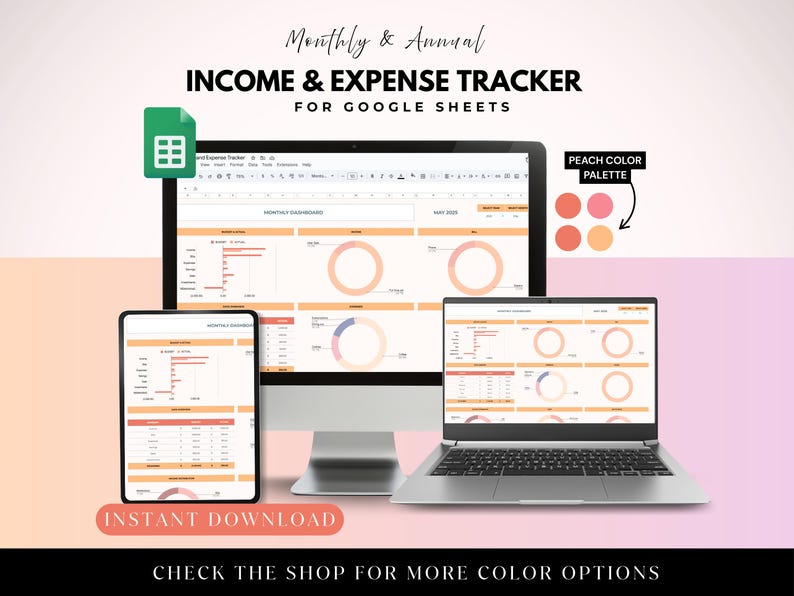 Monthly Budget Spreadsheet Google Sheets Income & Expense Tracker ...