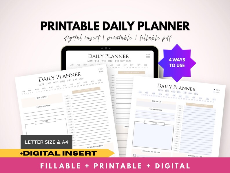 Daily Planner Printable Work to Do List Editable Task Organizer PDF ...