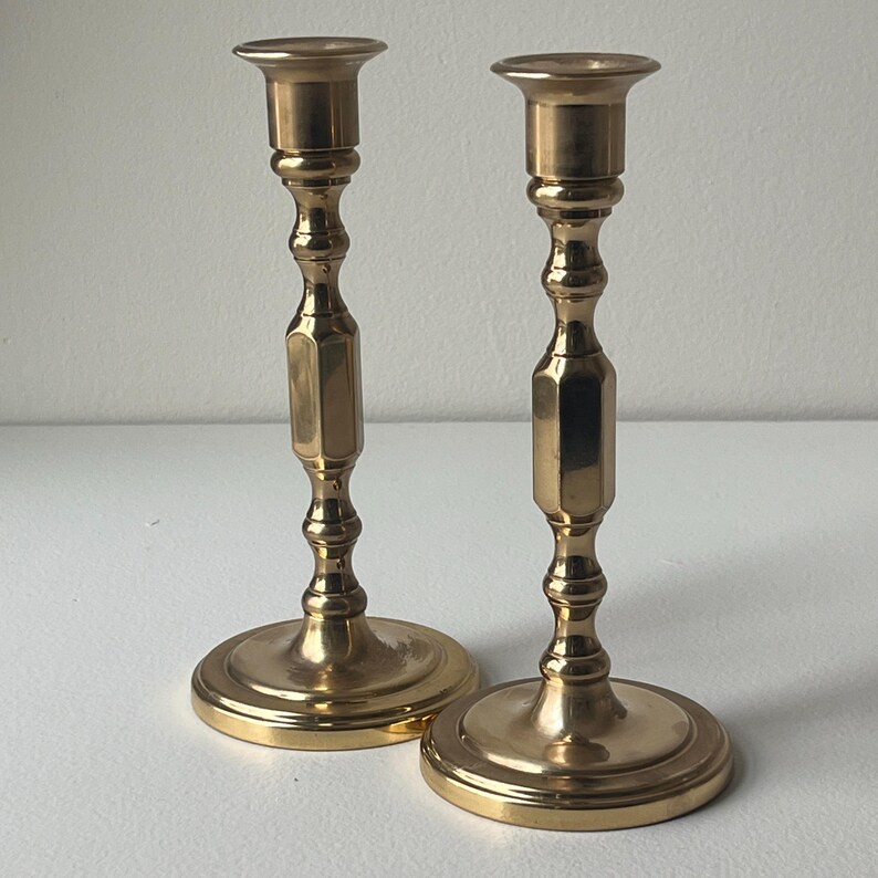 Vintage Pair 7" Baldwin Brass Column Candle Holders: Set of 2 Brass ...