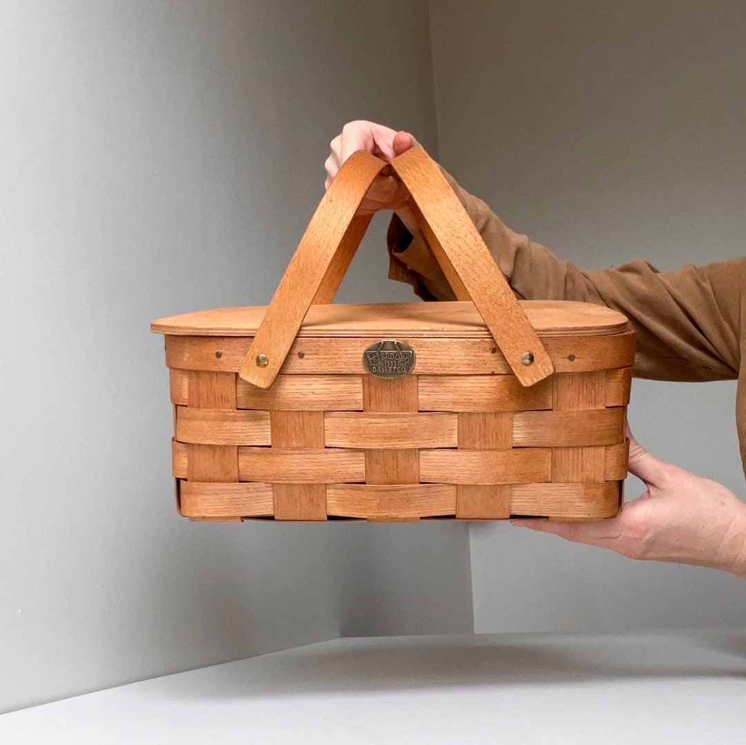 Small Picnic Basket With Lid, Peterboro Splint Wood Pie Basket / Woven ...
