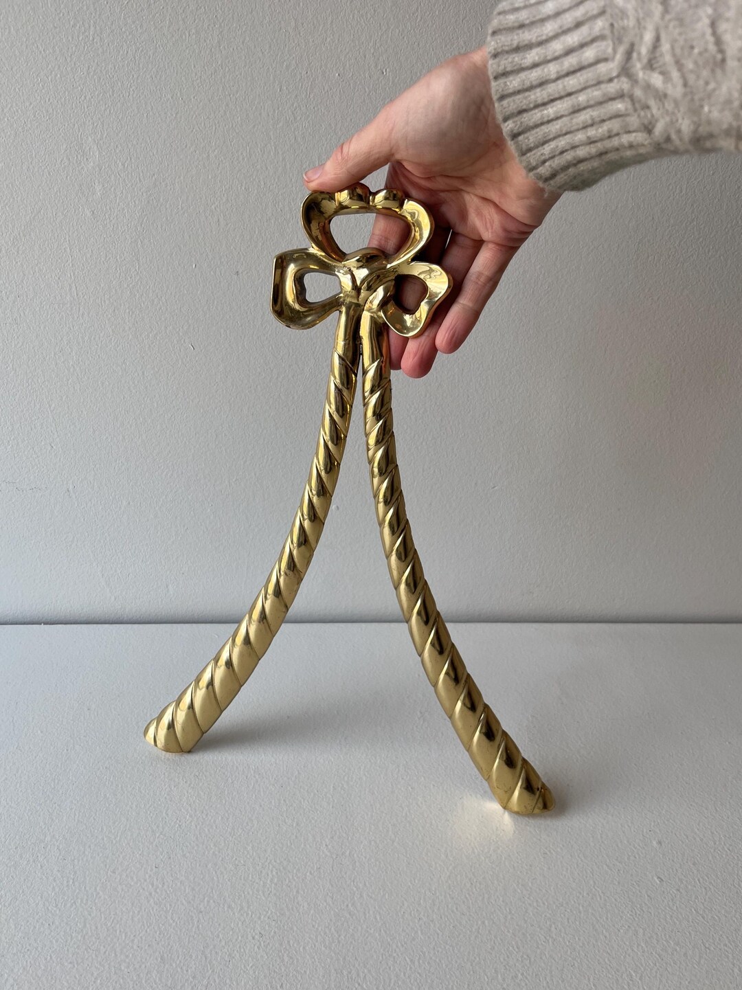 Vintage Solid Brass Bow Wall Decor, 13.5" Metal Bow for Door, Large ...