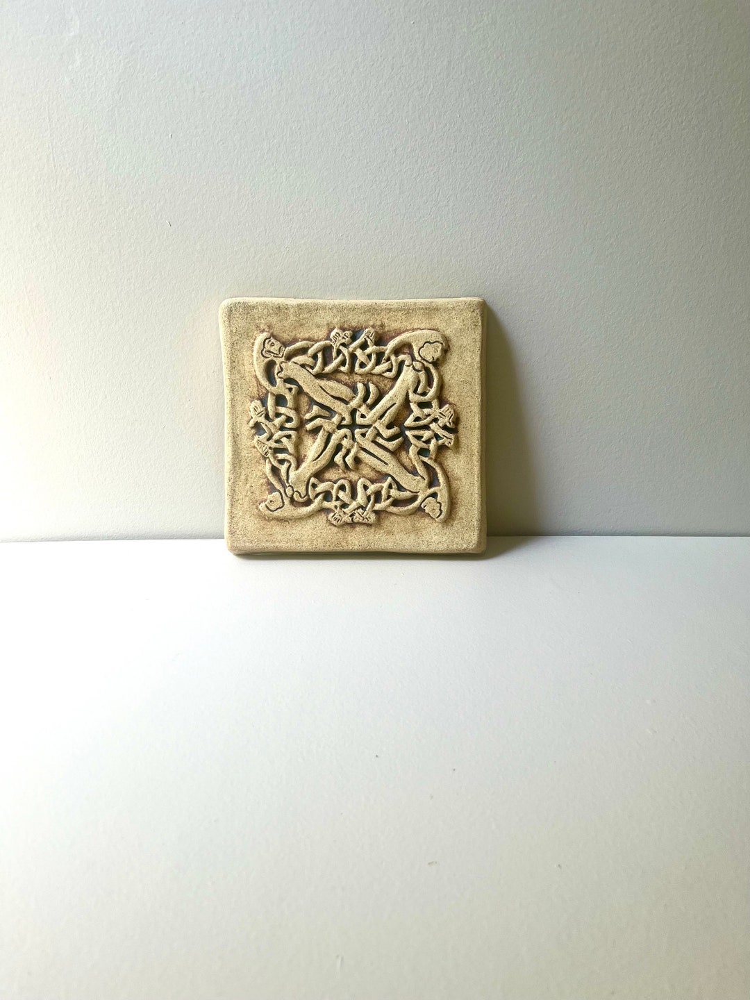 Ceramic Wall Art Tile, 7 Stoneware Raised Figural Human Knot, Celtic ...