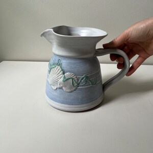 Vintage Handmade Pottery Pitcher With Seashells and Beach Aesthetic, 6 ...