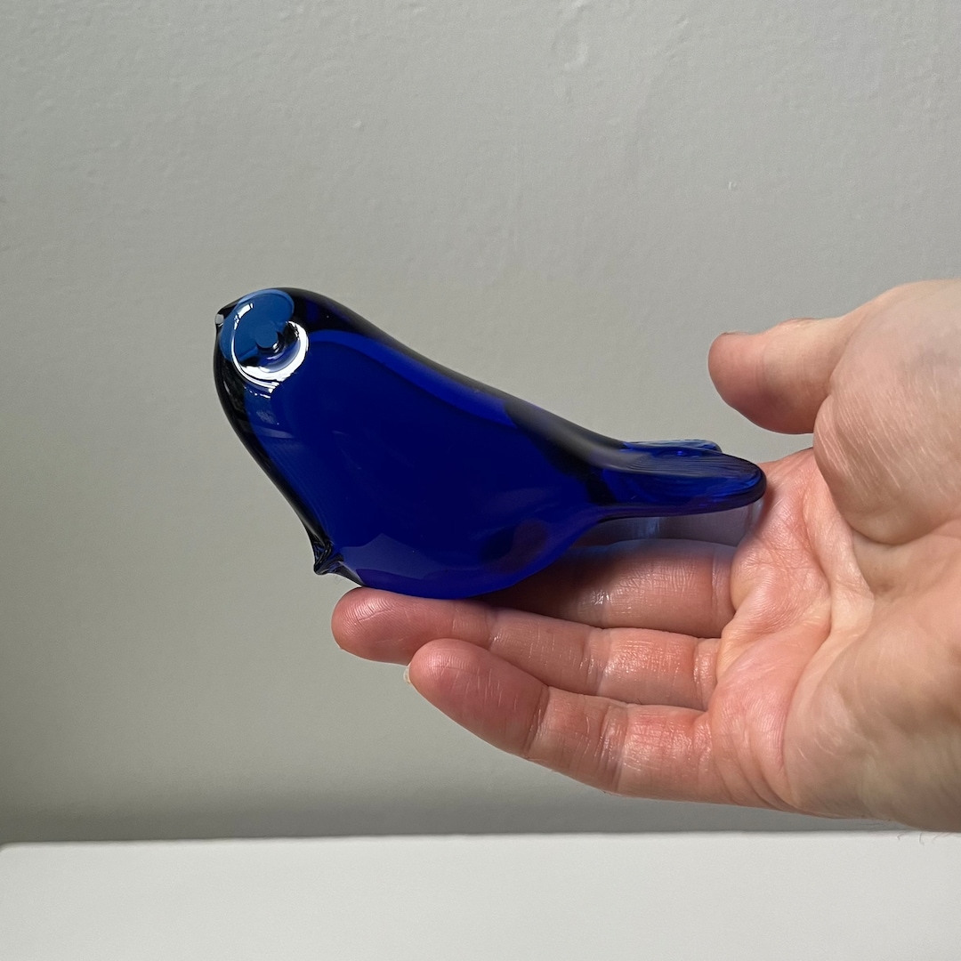 Cobalt Blue Glass Seal Figurine, Animal Paperweight / Harbor Seal Knick ...